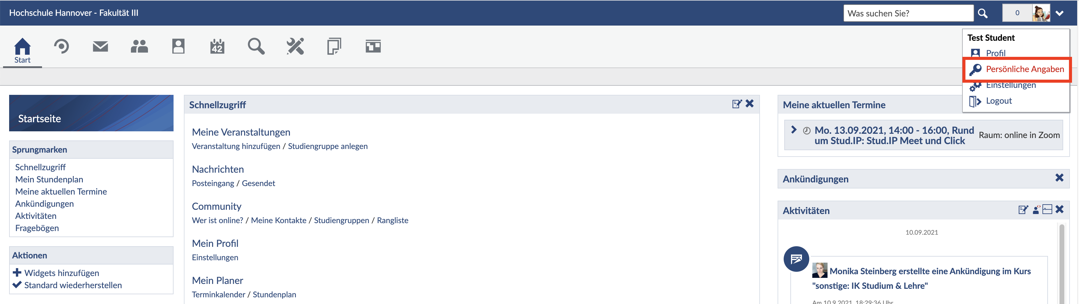 sonstige: Rund um Stud.IP - Stud.IP an der F3 - Hochschule Hannover ...